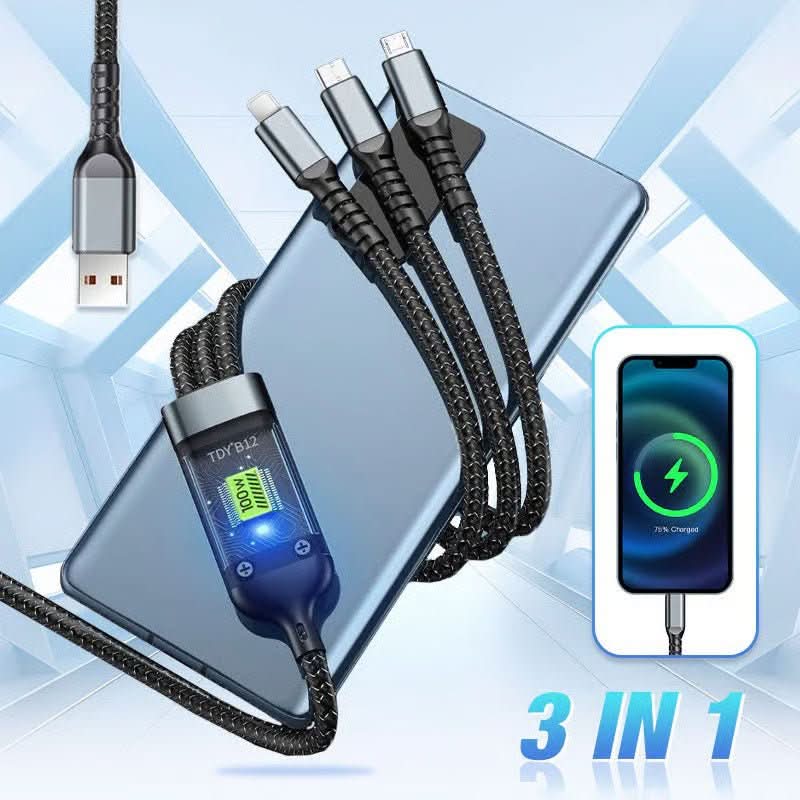 LightLink 3-in-1 Charging Cable | LED Glow | Fast Charge | Transparent ...